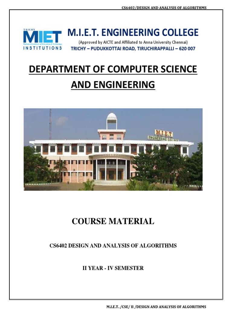 M.I.E.T. Engineering College: Department of Computer Science and ...