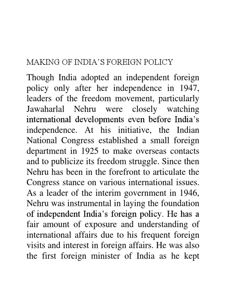 Making of Indian Foreign Policy | PDF | Jawaharlal Nehru ...