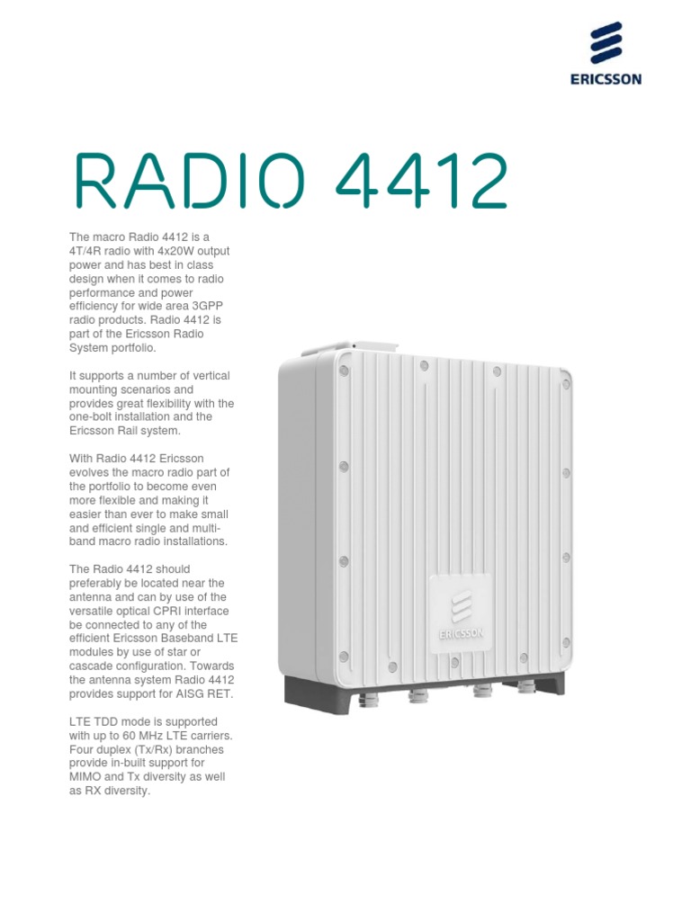 Ericsson 4412 220205 | PDF | Radio | Ericsson