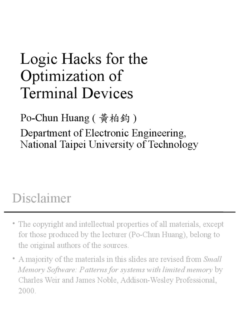 Logic Hacks For The Optimization of Term | PDF | Boolean Algebra ...