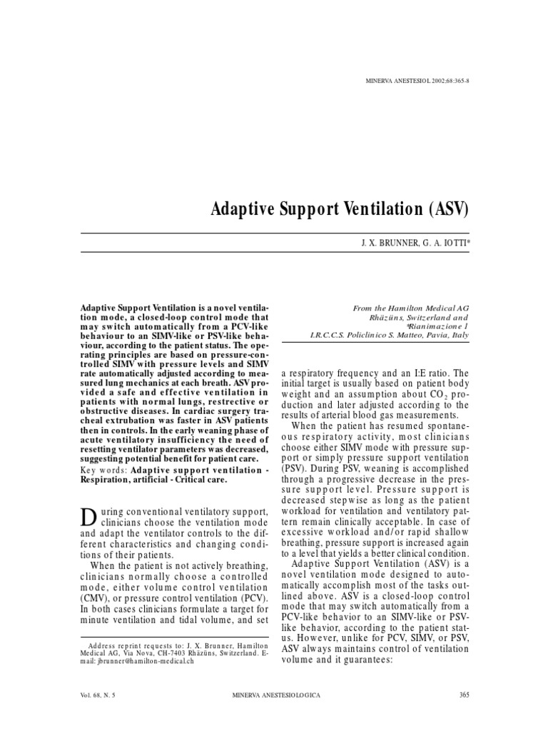 ASV | Download Free PDF | Breathing | Respiratory System