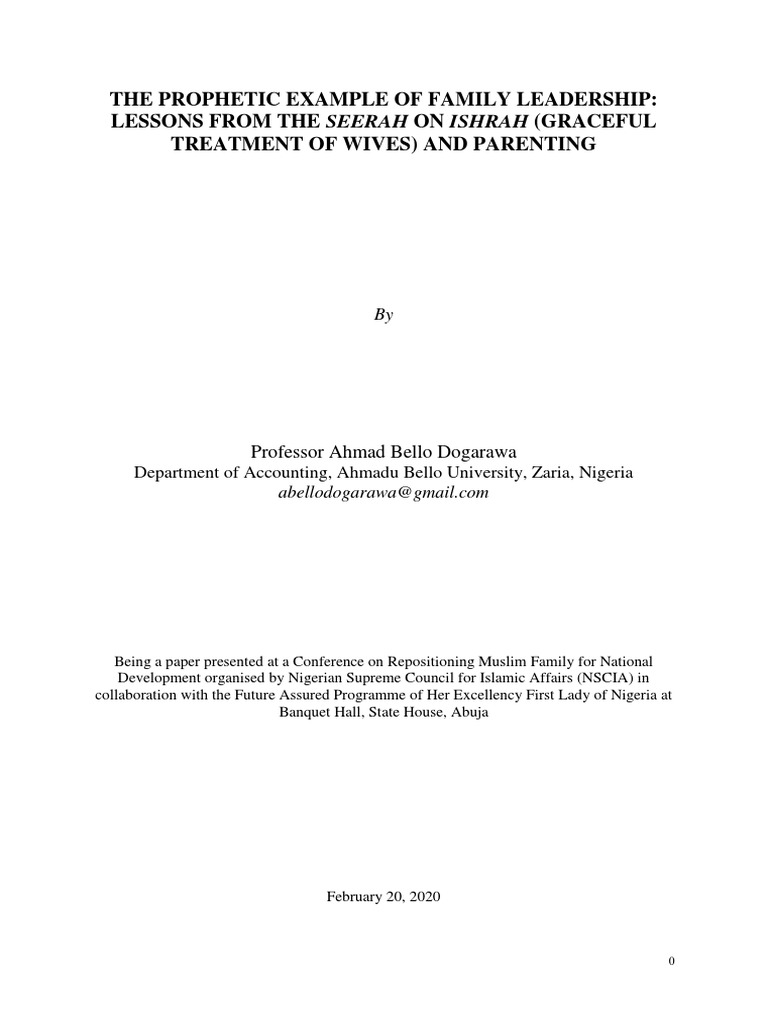 Prophetic Examples of Family Leadership | PDF | Muhammad | Marriage