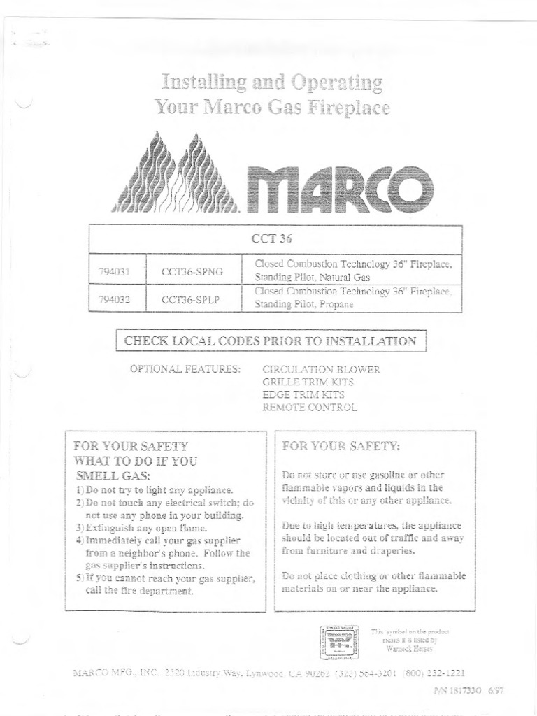 Marco Model 794031B Manual | PDF