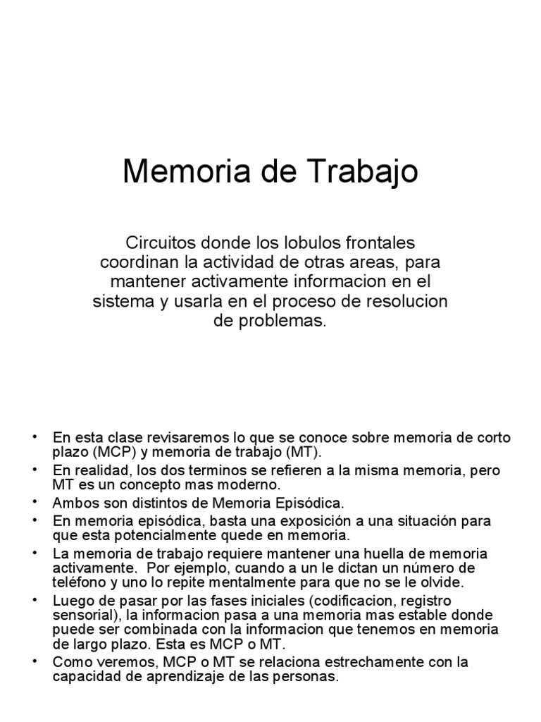 Memoria de Trabajo | Descargar gratis PDF | Memoria de trabajo | Memoria