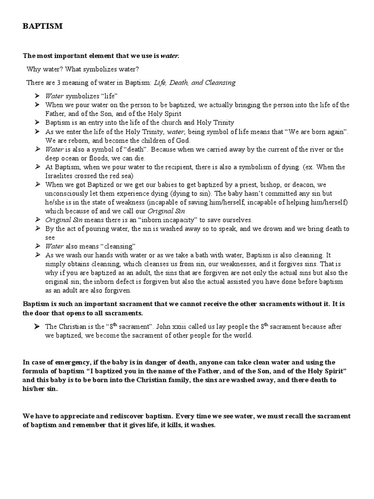 Understanding the Symbolism of Baptism | PDF | Baptism | Christian ...