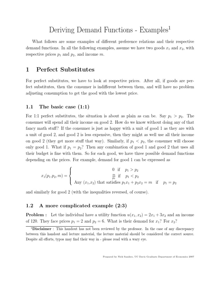 Deriving Demand Functions Examples | Download Free PDF | Demand | Demand Curve