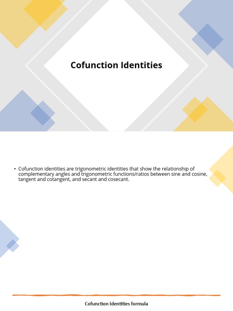 Cofunction Identities | PDF
