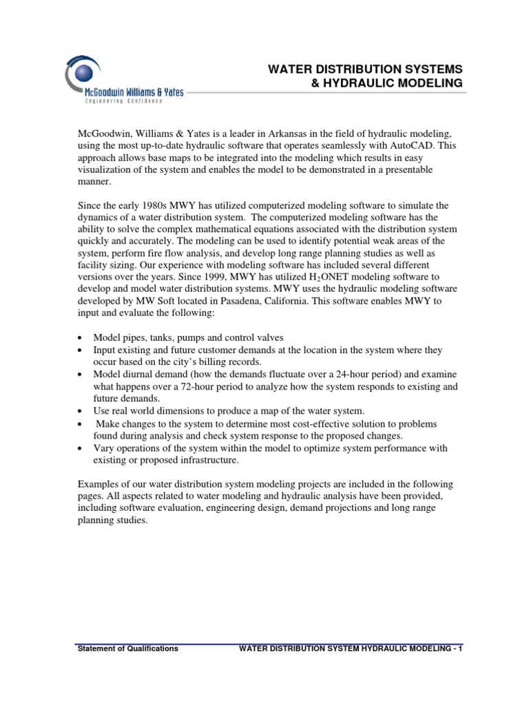 Water Distribution System Hydraulic Modeling | PDF | Water Supply ...