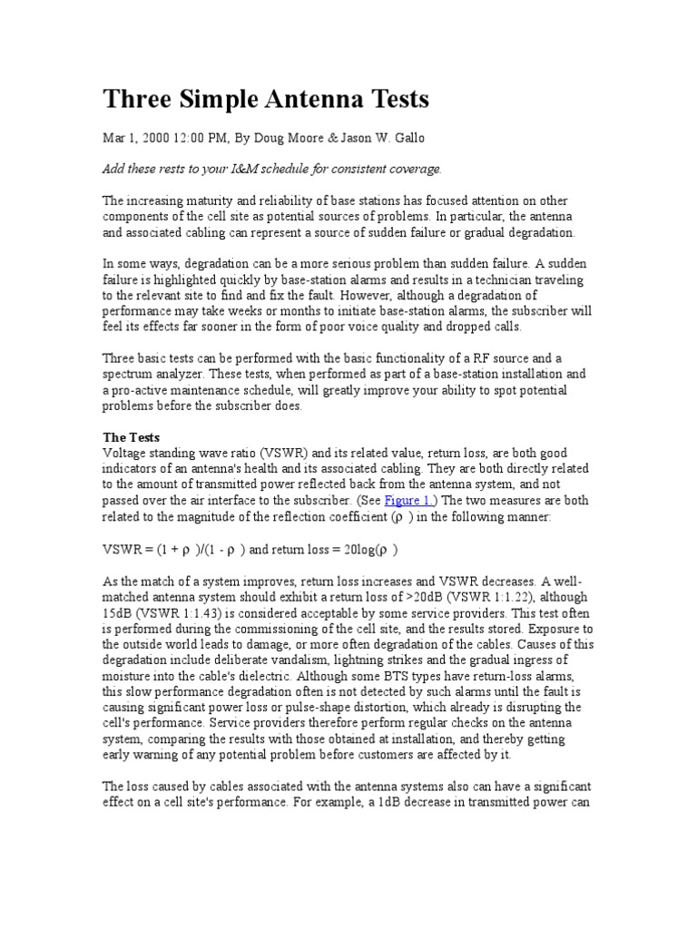 Three Simple Antenna Tests | PDF | Phase (Waves) | Antenna (Radio)