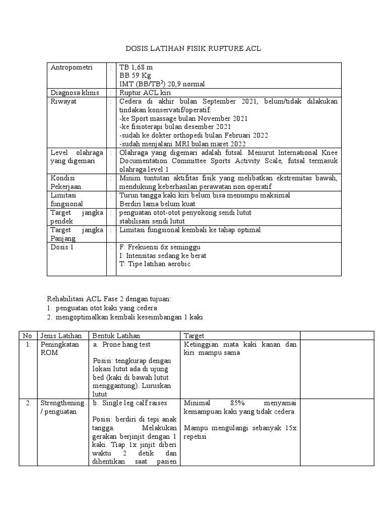 Dosis Latihan 4 Ruptur ACL | PDF