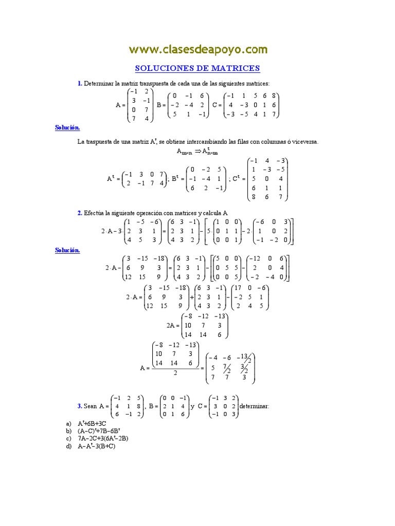 Soluciones Matrices | PDF