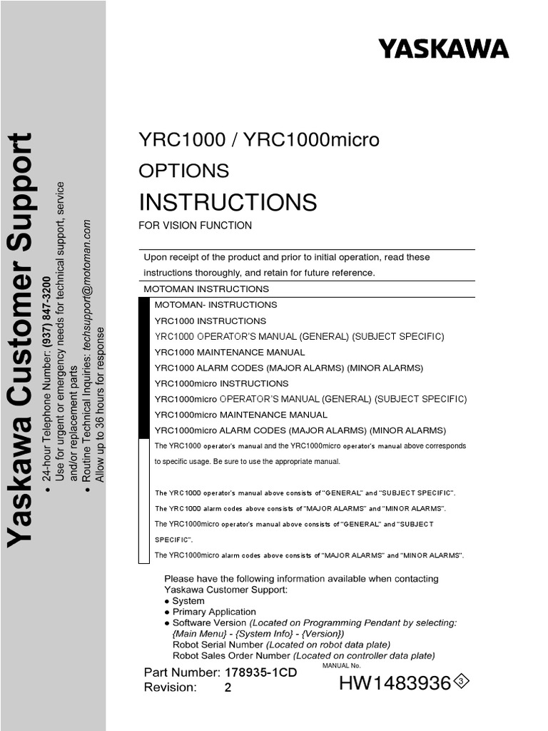 Instructions: YRC1000 / YRC1000micro Options | PDF | Hazards ...