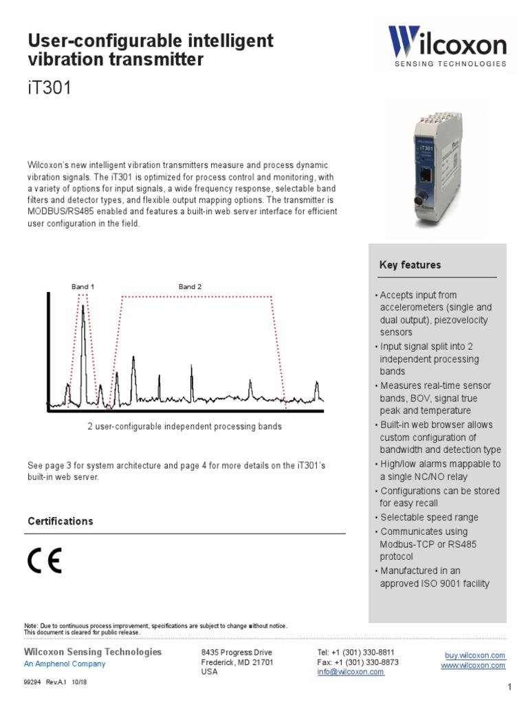 User-configurable intelligent vibration transmitter iT301 optimized for ...