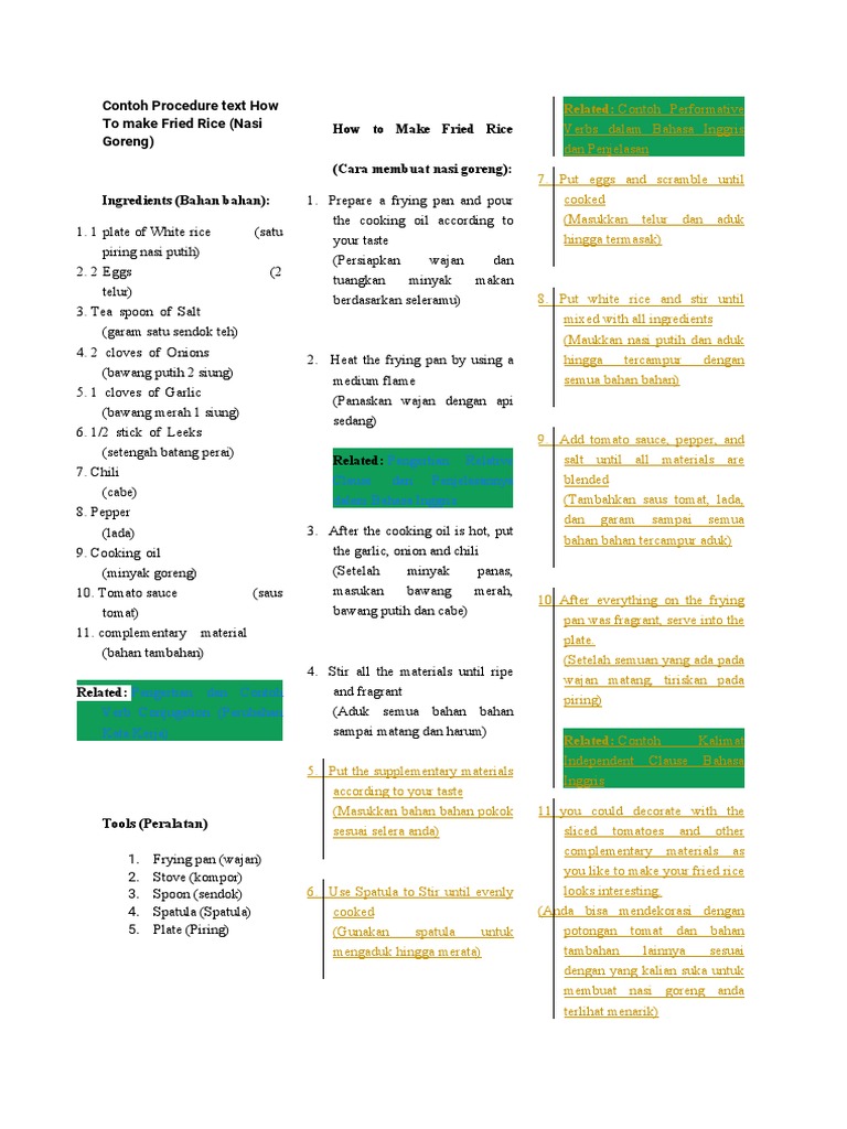 Contoh Procedure Text How To Make Fried Ric1 | PDF