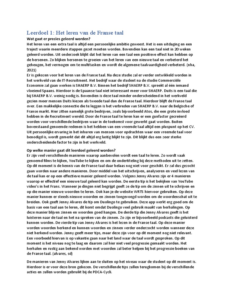 Frans Eindverslag | PDF