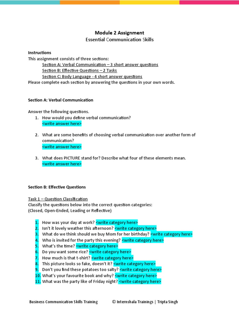 Essential Communication Skills: Module 2 Assignment | PDF ...