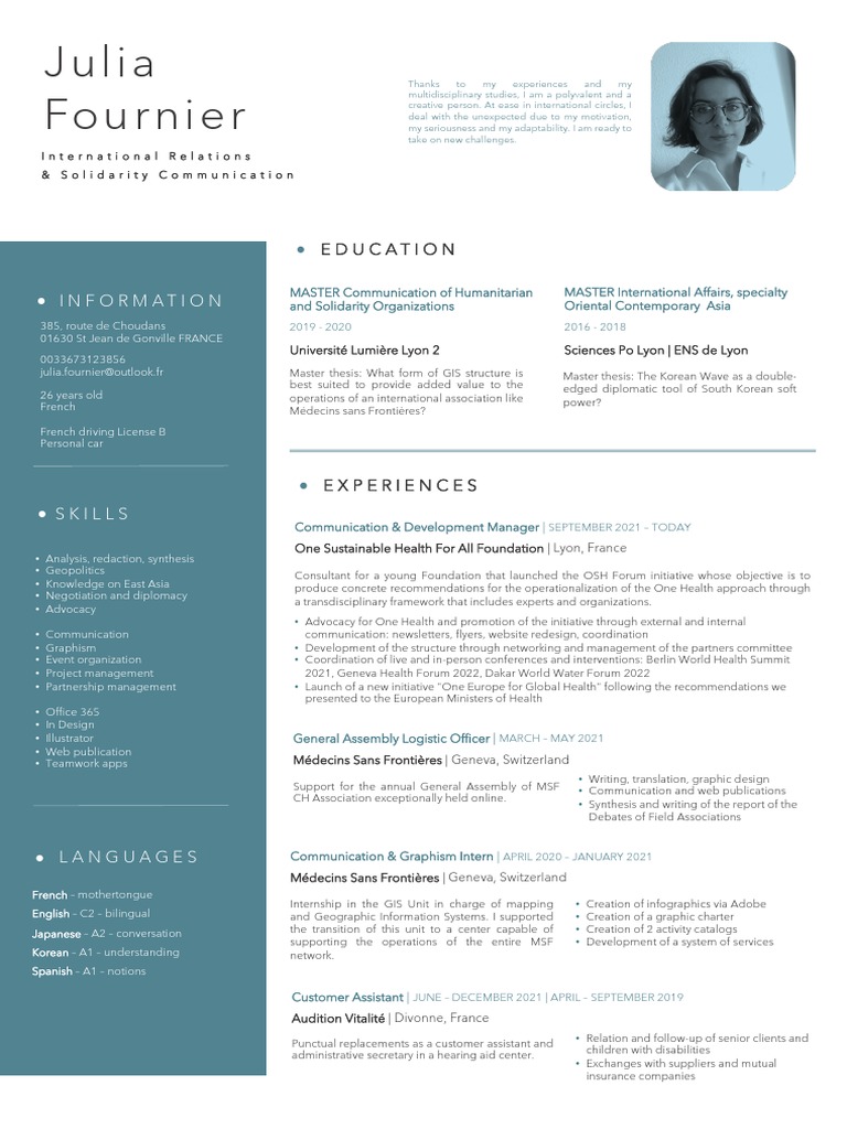 Julia Fournier Curriculum Vitae en | PDF