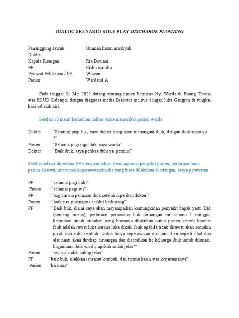 Role Play Discharge Planing | PDF