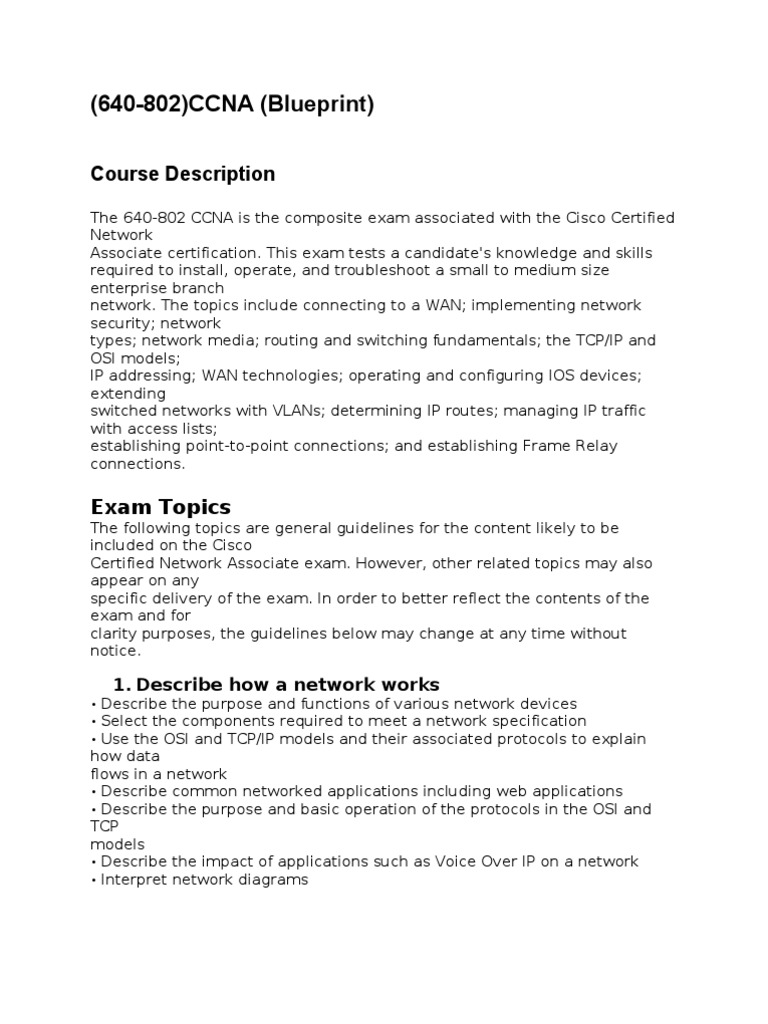 Ccna Blueprint | PDF | Cisco Certifications | Computer Network
