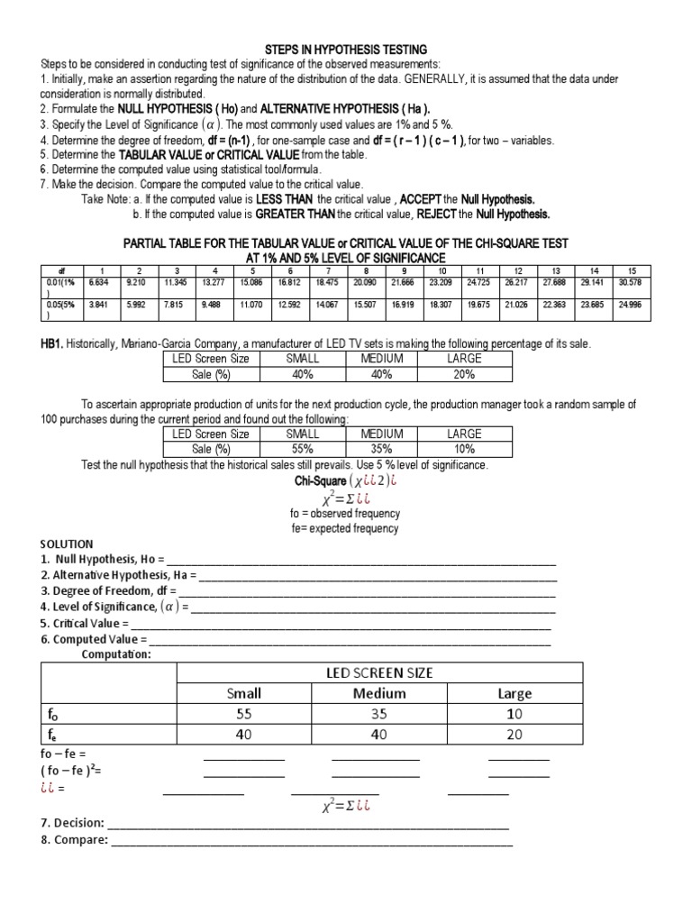 Steps in Hypothesis Testing | PDF | Statistical Significance ...