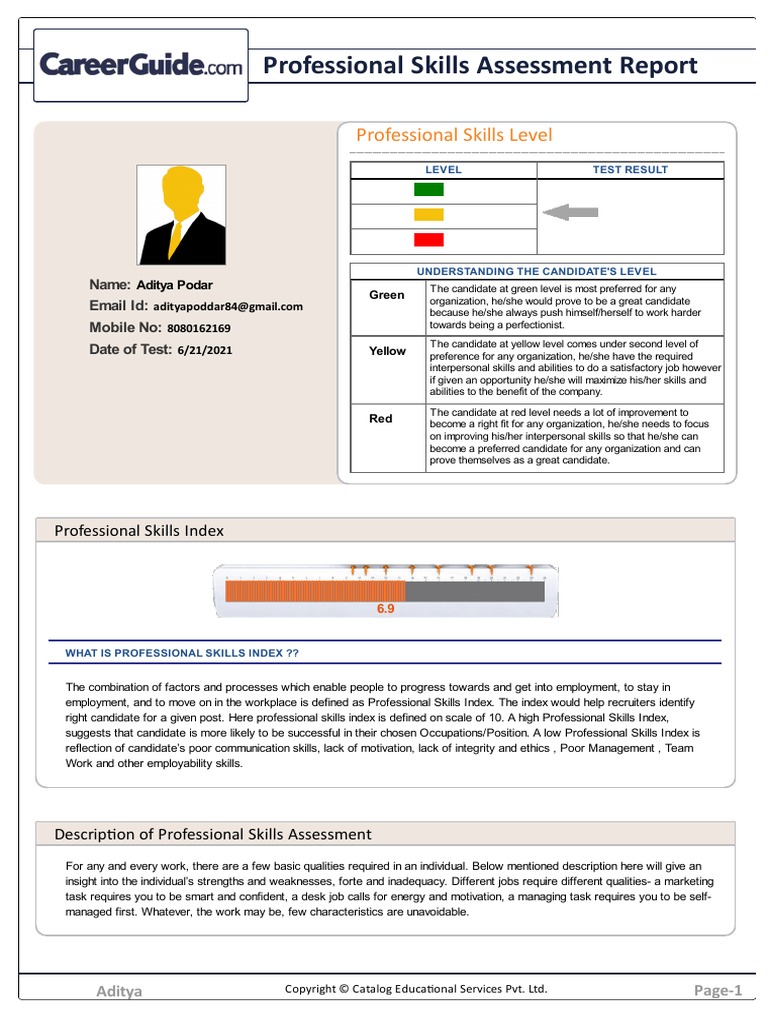 Careerguide - Professional Skill Assessment Report - AP | PDF | Skill ...