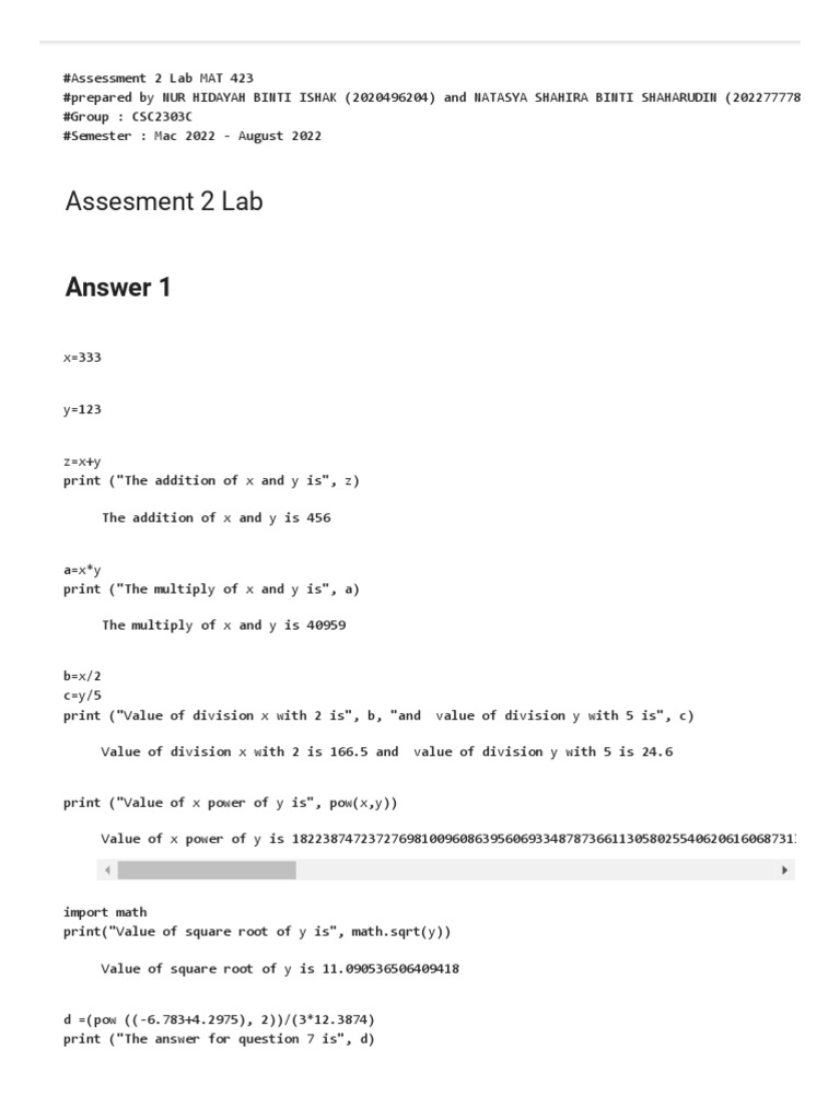AssessmentGroup 2 MAT423.Ipynb - Colaboratory | PDF | Matrix (Mathematics) | Angle