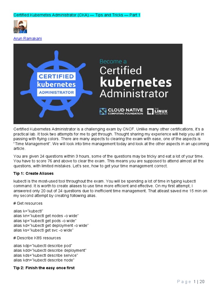 CKA Tips and Tricks | PDF | Computing | Information Technology