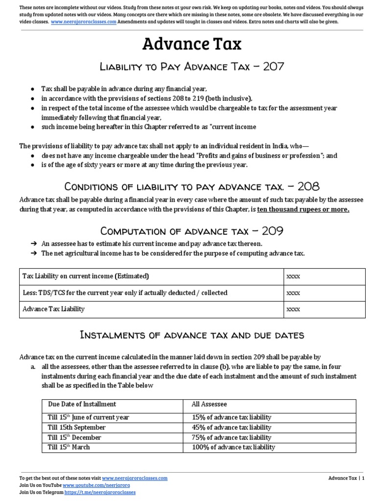 05 Advance Tax Notes For Students | PDF | Taxes | Interest