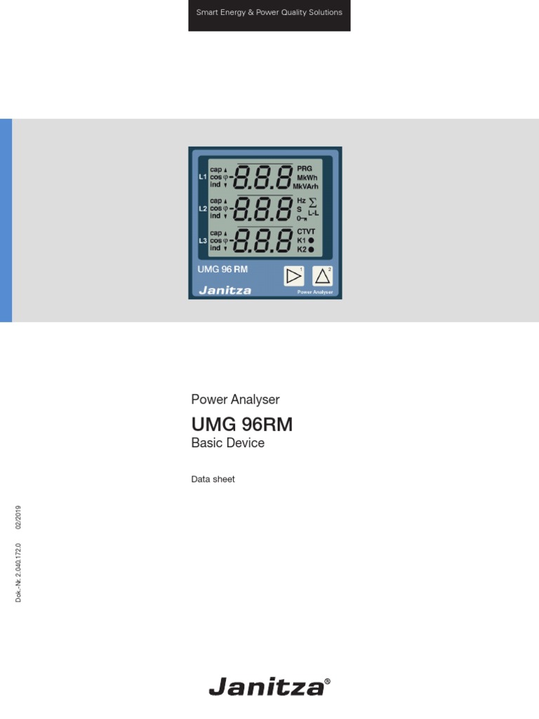 Janitza Datasheet-UMG96RM en | Download Free PDF | Mains Electricity | Power Supply