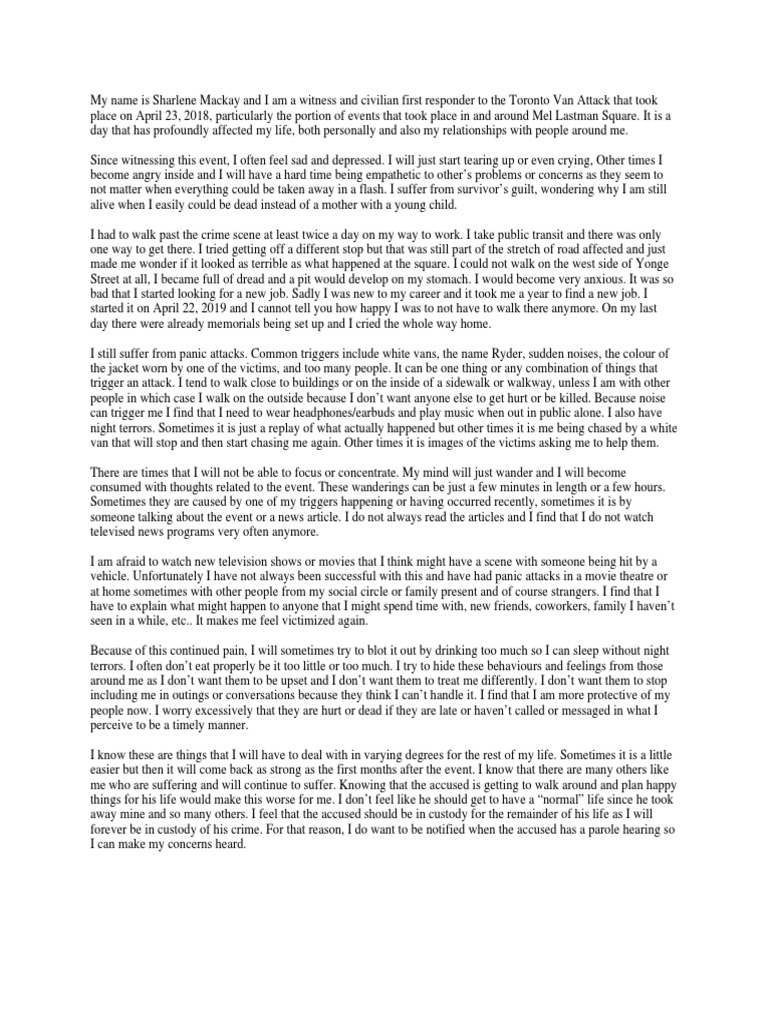 Exhibit # 5 - Doc - Victim Impact Statement From S. MACKAY | PDF