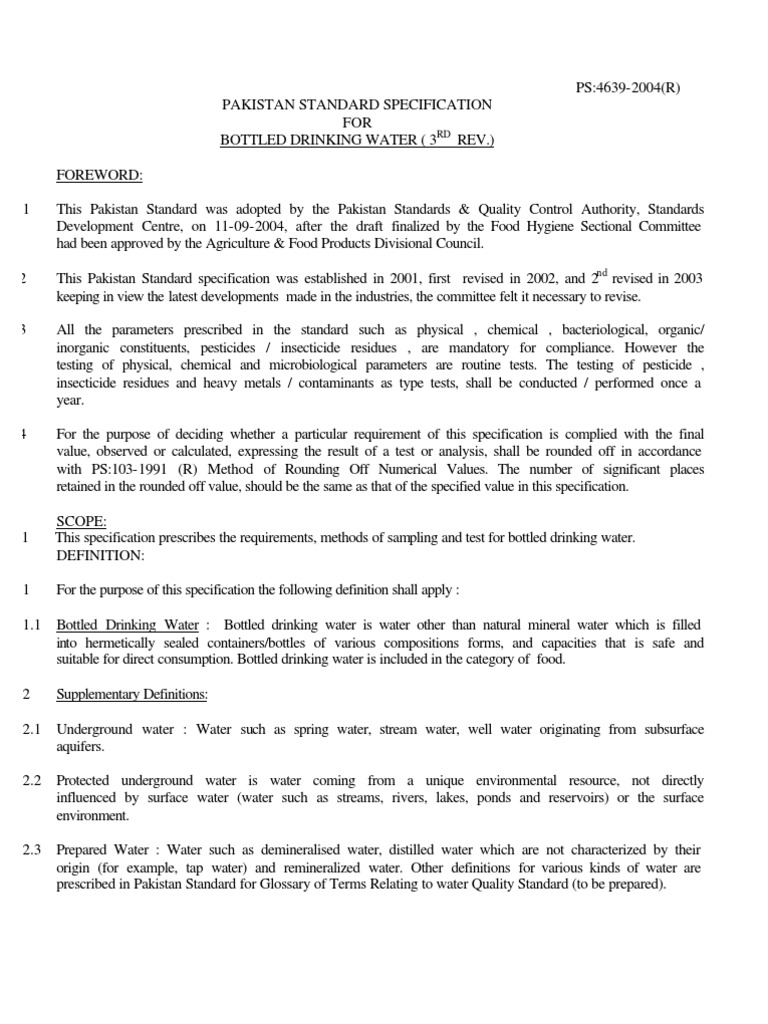 PSQCA Drinking Water | PDF | Titration | Chemistry