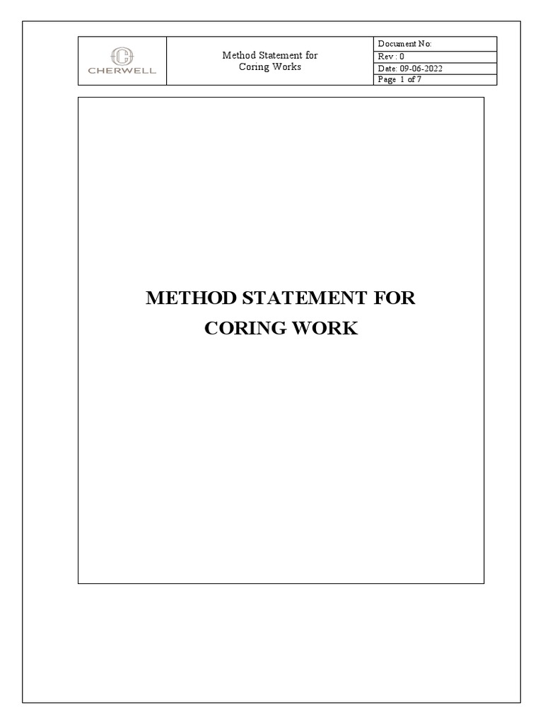 Method Statement For Coring Work | Download Free PDF | Occupational Safety And Health | Safety