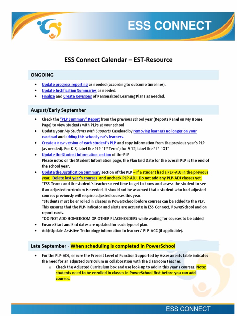 Ess Connect Est-R Calendar | Download Free PDF | Curriculum | Teaching