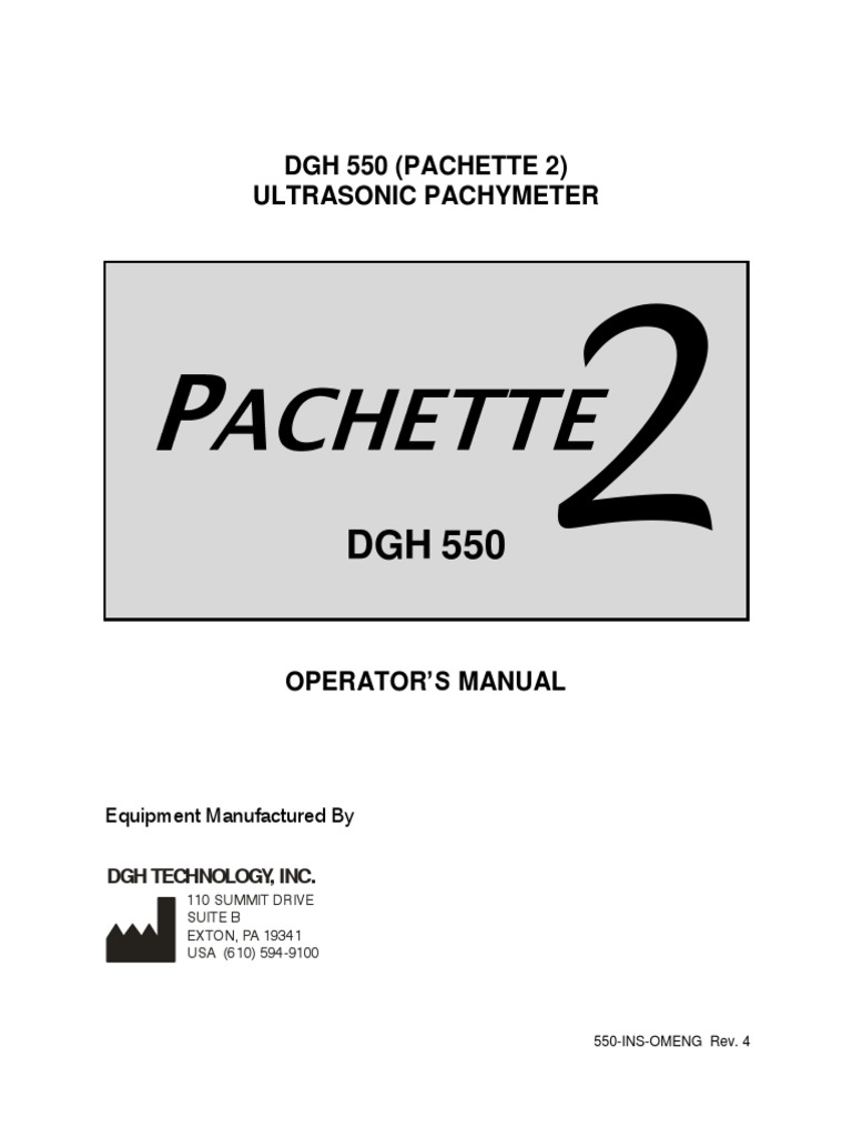 DGH 550 (Pachette 2) Ultrasonic Pachymeter: Equipment Manufactured by ...