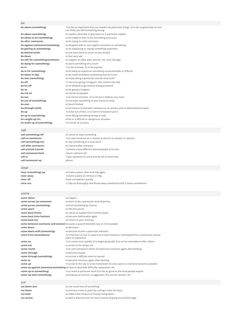 List of Phrasal Verbs - C1 Advanced CAE Sheet1 | PDF