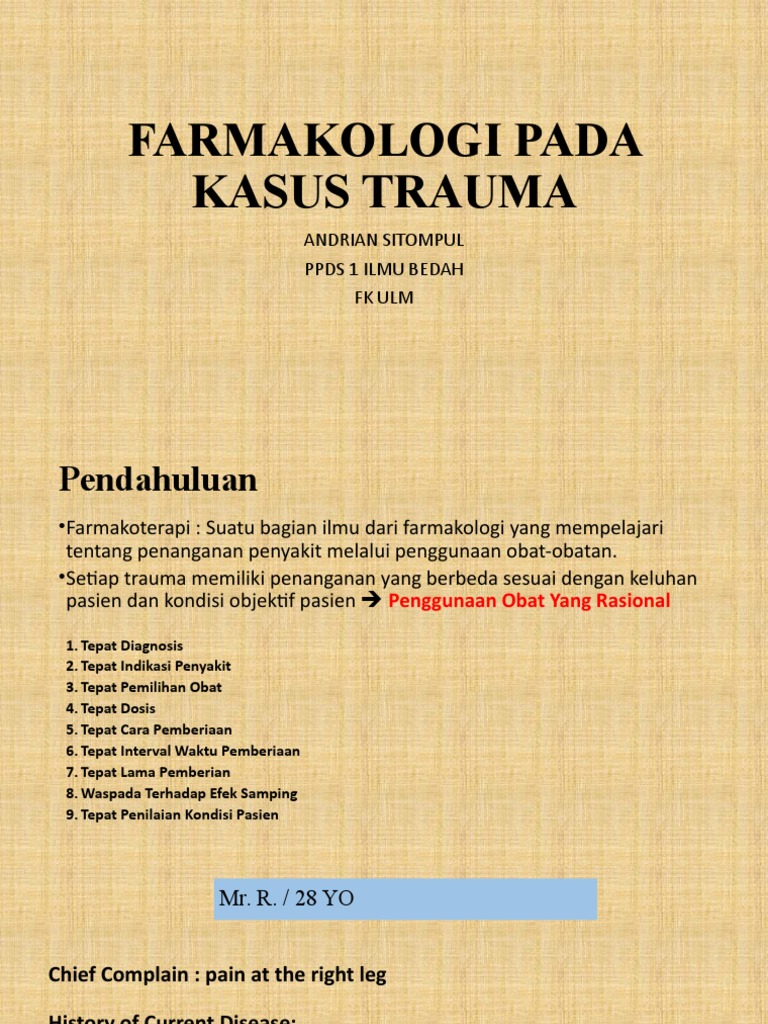 Farmakologi Pada Kasus Trauma | PDF | Clinical Medicine | Medical Specialties