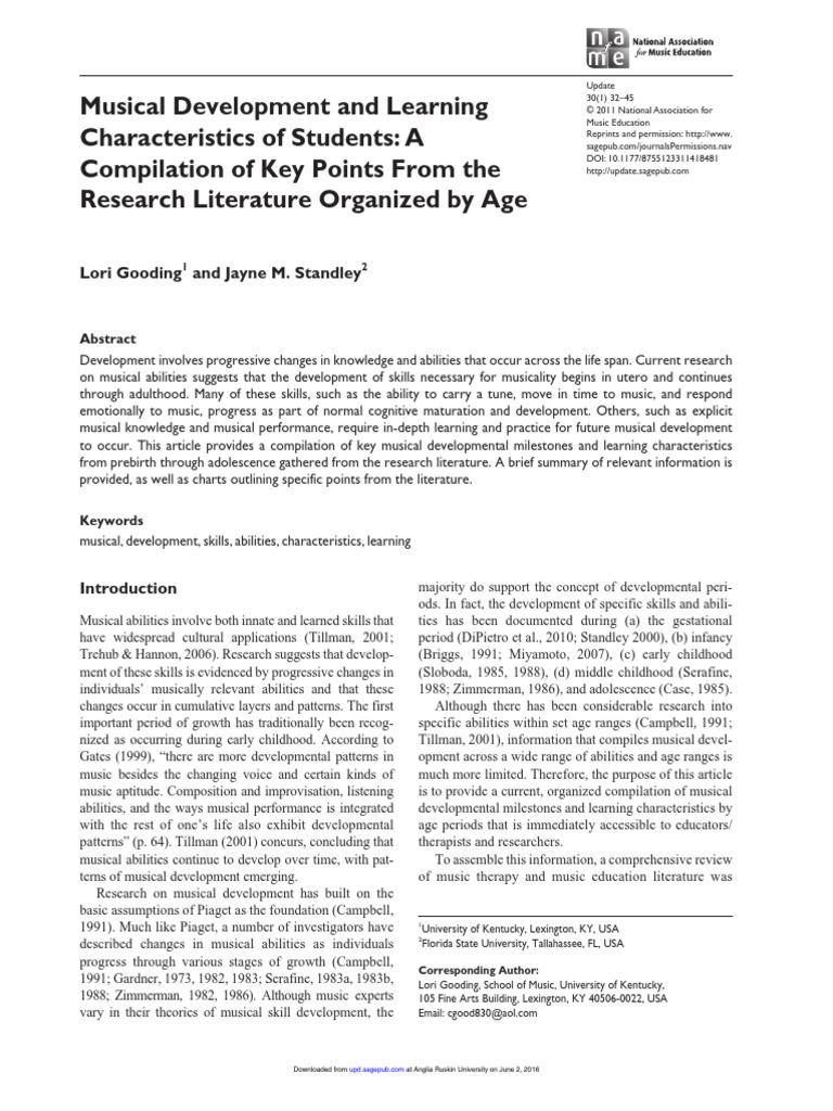 Musical Development and Learning Characteristics of Students - A ...