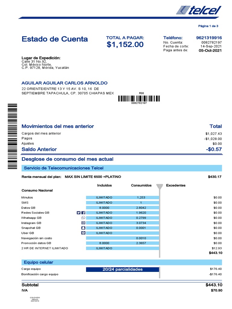 Factura-Mi Telcel | PDF | Telecomunicaciones | Industrias de servicio