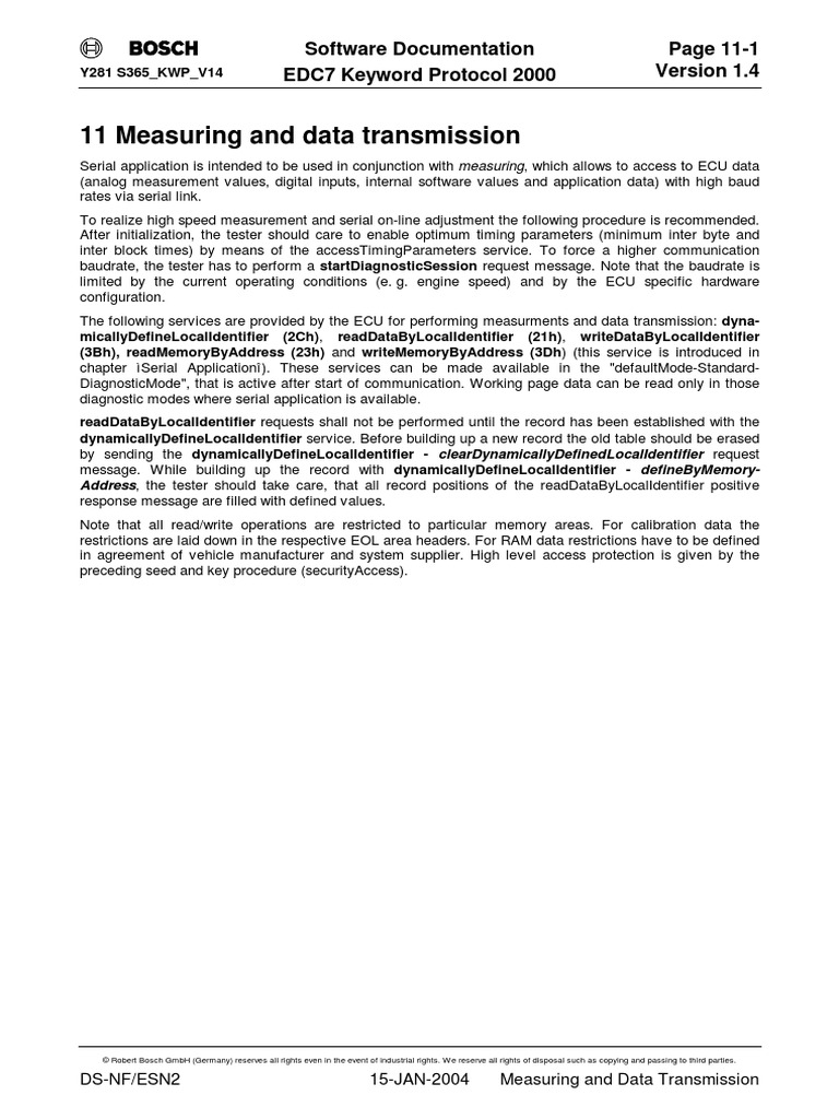 11 Measuring and Data Transmission: Software Documentation Page 11-1 ...