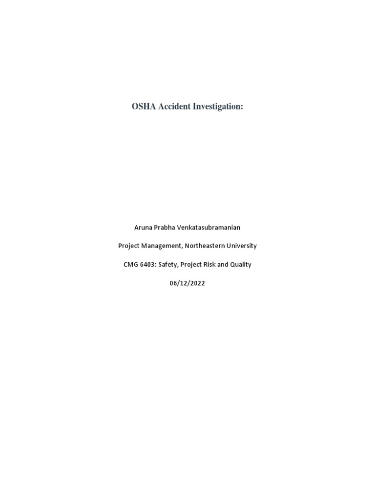 OSHA Accident Investigation | PDF | Occupational Safety And Health | Safety