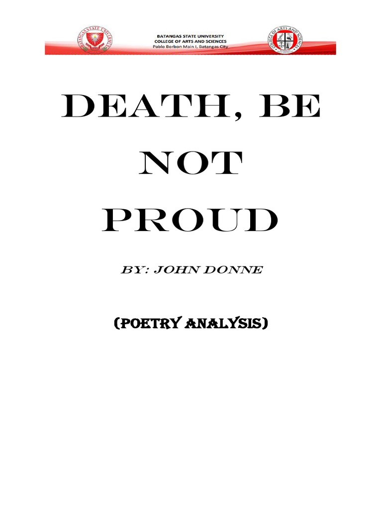 Death, Be Not Proud (Brief and Simple Analysis) | PDF | Poetry | Metre ...