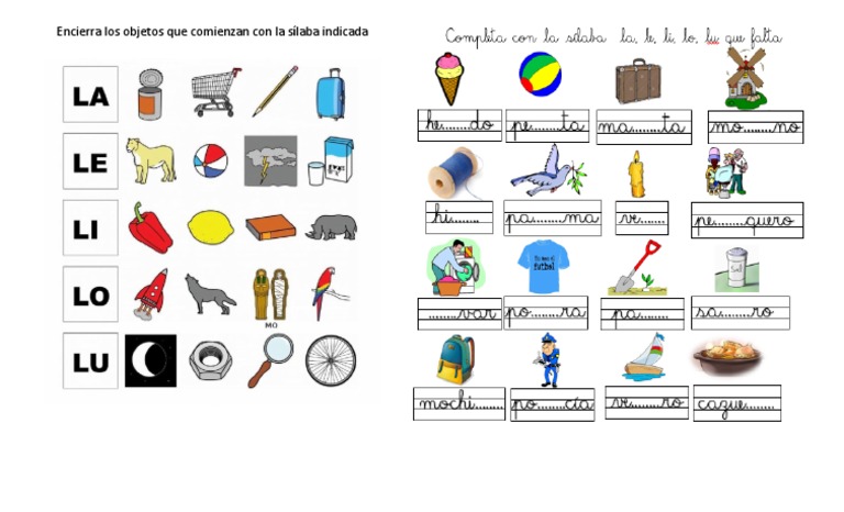 Objetos Con La Le Li Lo Lu En 2020 Con Imgenes LectopolisD_Docente