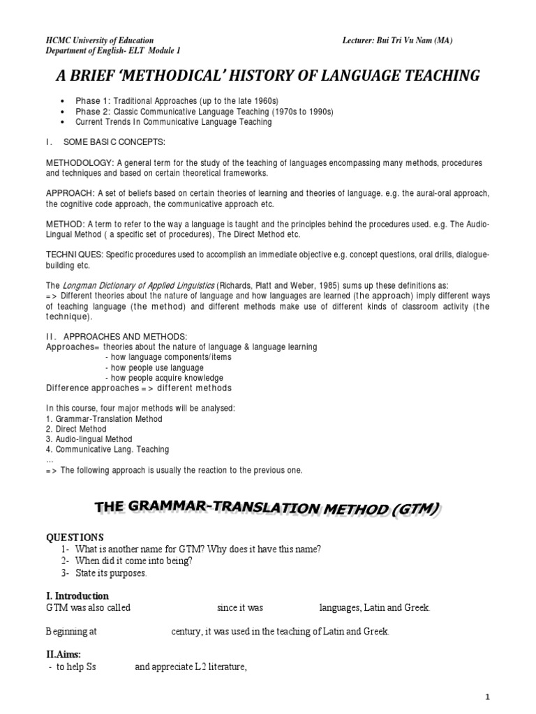 [ELT1] TEACHING METHODS | PDF | Second Language | Language Education