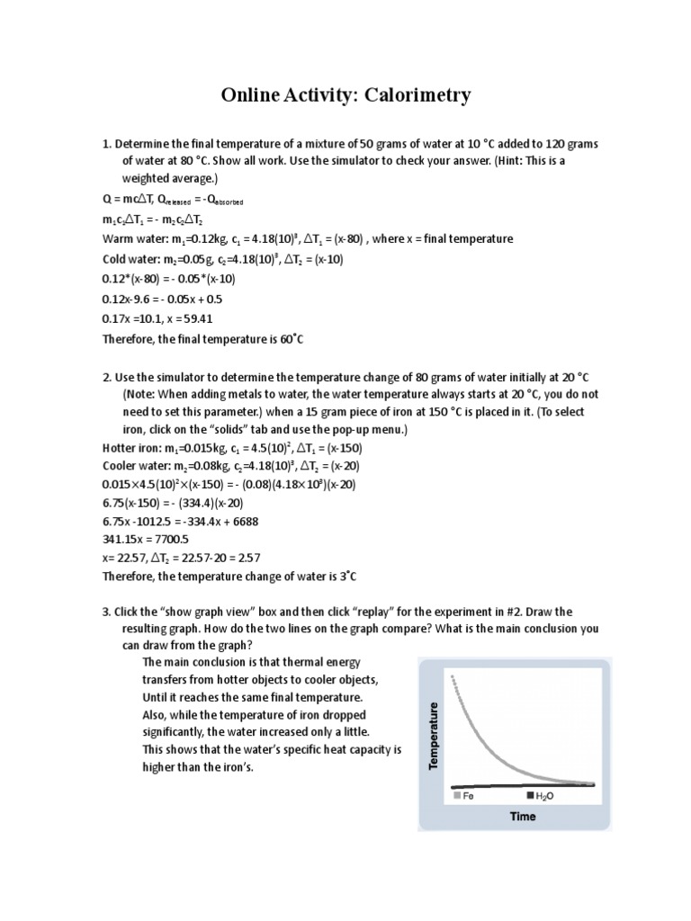 Online Activity - Calorimetry | PDF | Mole (Unit) | Heat