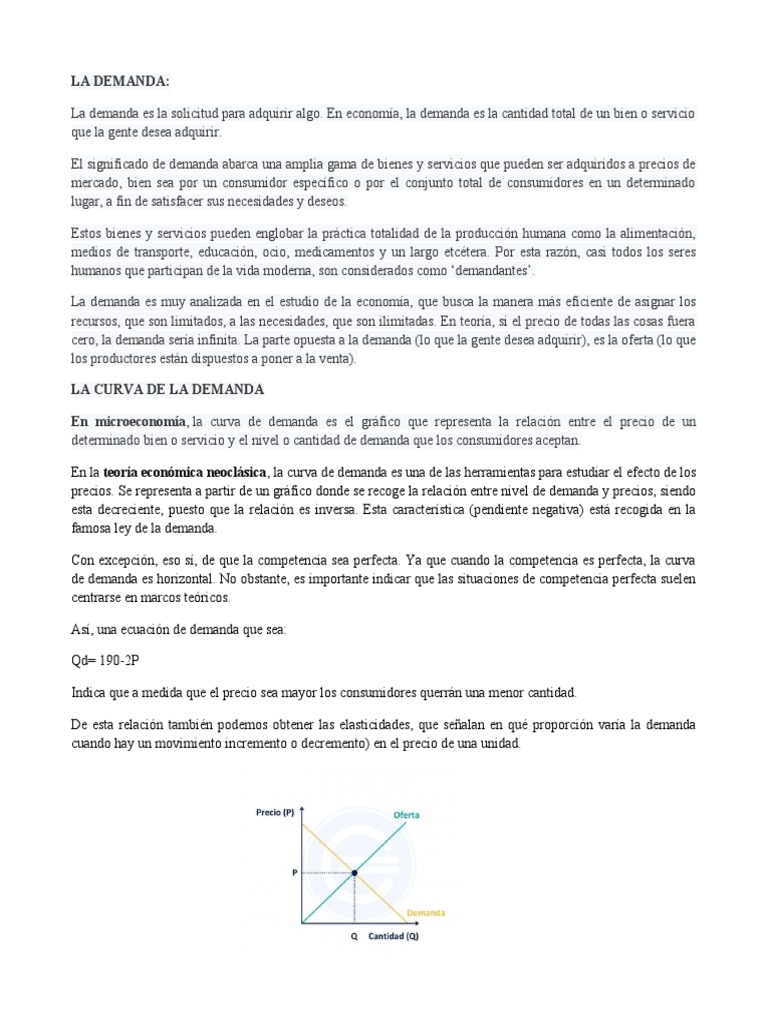 Conceptos Clave de la Demanda Económica | PDF | Oferta (economía ...