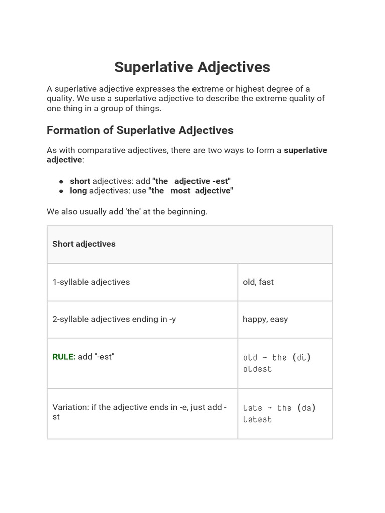 Superlative Adjectives | PDF | Adjective | Jupiter