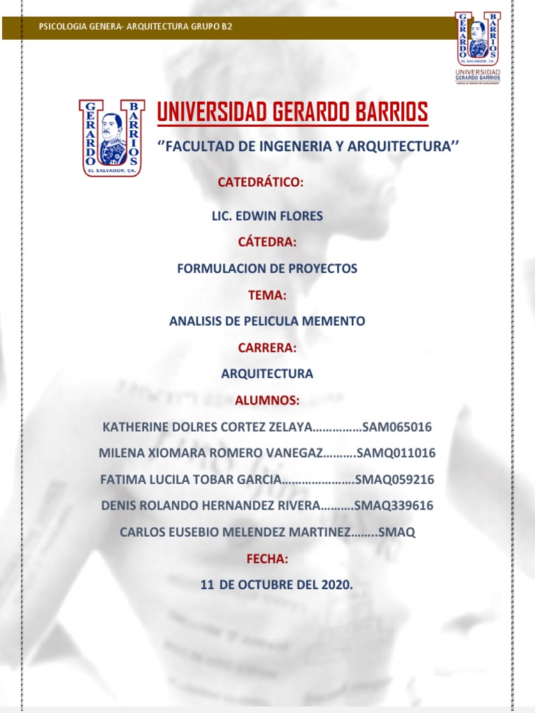 Análisis Psicológico de "Memento" | PDF | Memoria | Amnesia