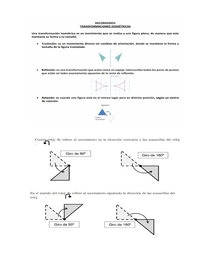 4° Guía Transformaciones Isométricas | PDF