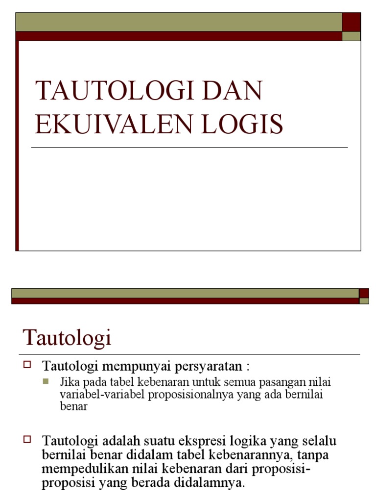 Tautologi Dan Ekuivalen Logis | PDF