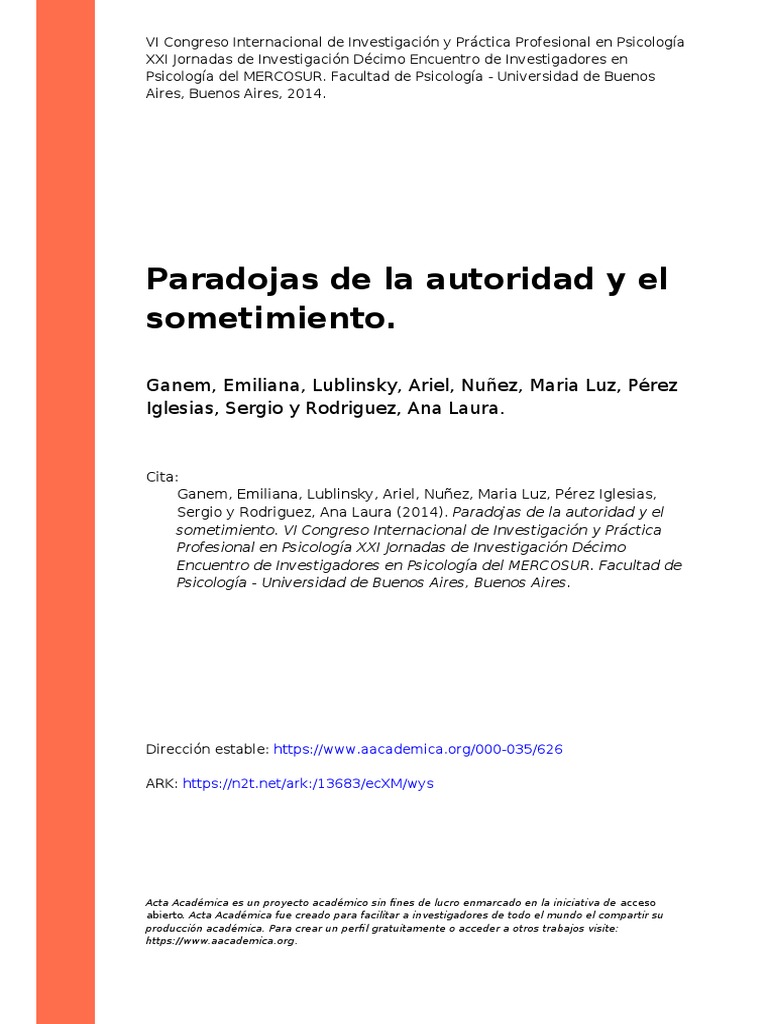 Ganem, Emiliana, Lublinsky, Ariel, N (... ) (2014) - Paradojas de La ...